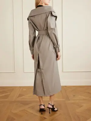 Max Mara Belted Cotton-gabardine Trench Coat - Gray