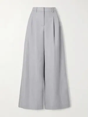TWP Avery Mid-rise Pleated Wool Wide-leg Trousers - Blue