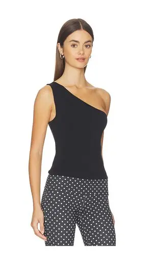 Good American Super Stretch One Shoulder Tank Top - Black