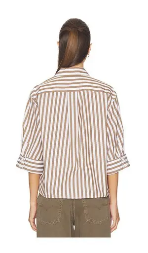 Rag & Bone Lucia Stripe Poplin Shirt - Brown