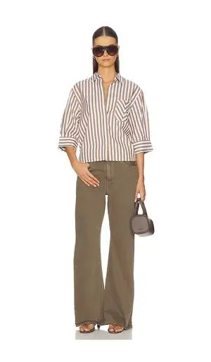 Rag & Bone Lucia Stripe Poplin Shirt - Brown