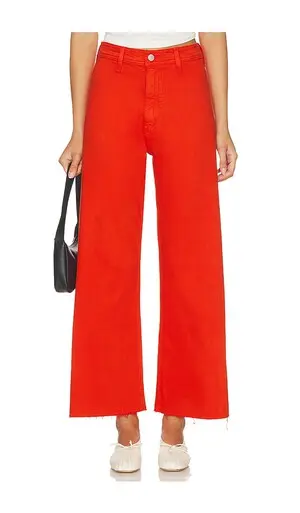 PISTOLA Penny Crop High Rise Wide Leg Jeans - Red