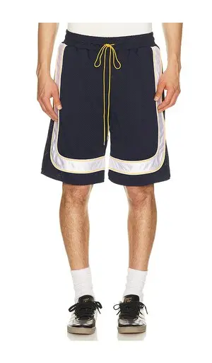 Rhude Mesh Piping Baggy Track Shorts - Navy