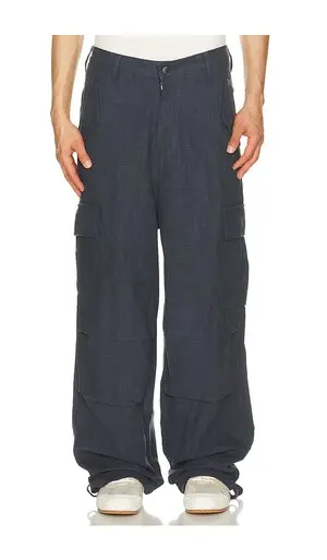 Rhude Linen Cargo Pants - Navy