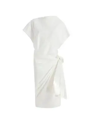 Khaite Asymmetrical Draped Poplin Dress