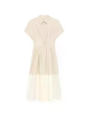 Antonelli Firenze Pleated Colour-block Midi Dress - Neutrals