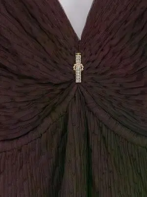 Elisabetta Franchi V-neck Cap Sleeve Maxi Dress - Brown
