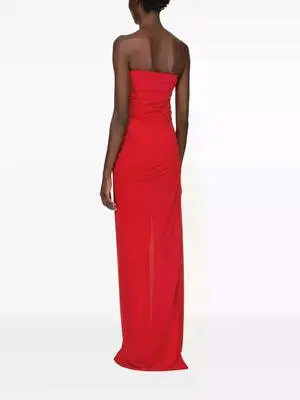 Rick Owens Draped Slit Strapless Maxi Dress - Red