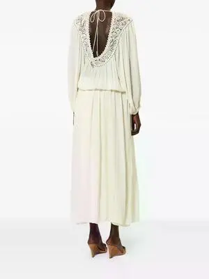 Isabel Marant Étoile Nydia Lace Bib Embellished Maxi Dress - Neutrals