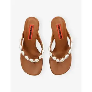 SIMONMILLER Soleil Shell Heeled Leather Wedges - Camel/oth