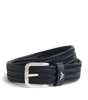 Emporio Armani Woven Leather Belt - Blue
