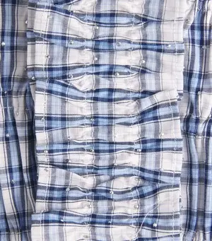 Maje Embellished Cotton Smocked Checked Top - White