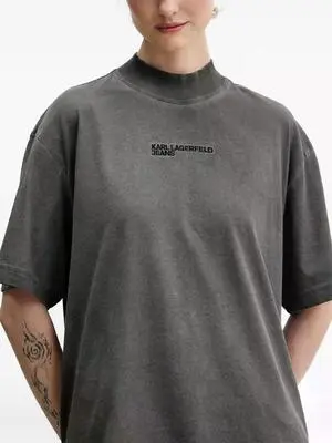 Karl Lagerfeld Mock Neck Ribbed T-shirt