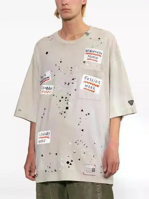 Mihara Yasuhiro Embellished-sticker T-shirt