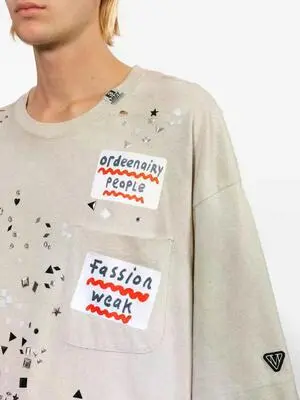 Mihara Yasuhiro Embellished-sticker T-shirt