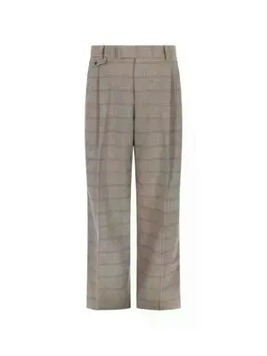 Drole De Monsieur Beige Check Pattern Tailored Trousers - Neutrals