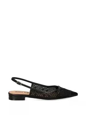 BIBI LOU Xaia Pointed-toe Slingback Pumps With Floral Lace Cut-out Detail - Black