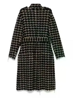 LANVIN Checked Wool Blend Mid-length Coat
