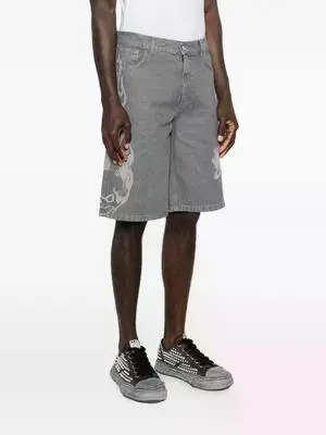 Gcds Graphic Print Denim Shorts