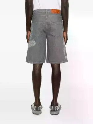 Gcds Graphic Print Denim Shorts