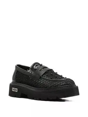 CULT Embellished Leather And Mesh Loafers