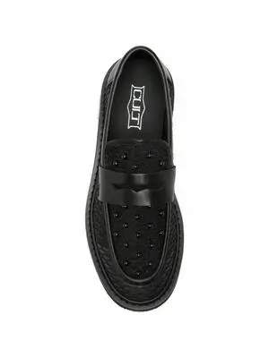 CULT Embellished Leather And Mesh Loafers