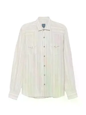 BARBA NAPOLI Striped Flap-pockets Shirt - Neutrals