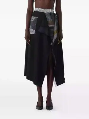 JASON WU Robert Rauschenberg Artwork Collage Midi Skirt - Black