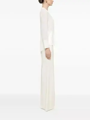 NISSA V-neck Chiffon Blouse With Buttoned Cuffs