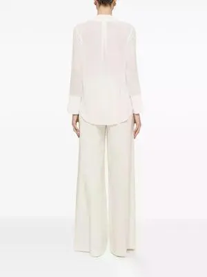 NISSA V-neck Chiffon Blouse With Buttoned Cuffs