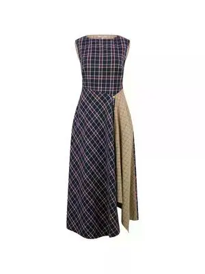 Barbour Checked Pattern Asymmetrical Midi Dress