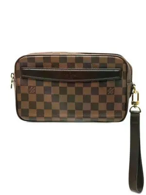 LOUIS VUITTON Damier Ebene Pochette Saint Paul Clutch Bag - Brown