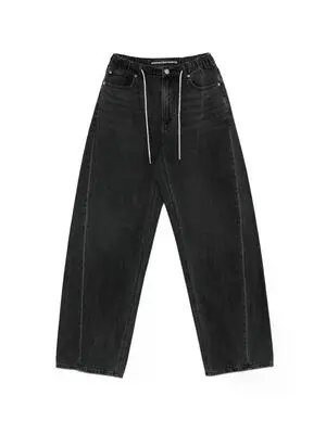 Alexander Wang Logo Patch Wide Leg Jeans - Black