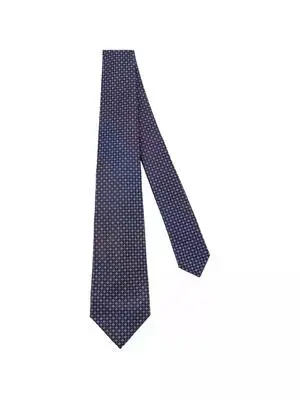 Kiton Geometric Pattern Neck Tie - Blue