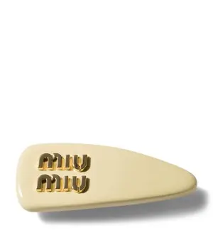 Miu Miu Patent Leather Logo Hair Clip - Neutral