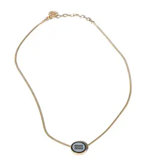 Miu Miu Enamel Logo Necklace - Turquoise