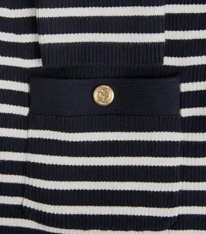 Maje Rib-knit Stripe Cardigan With Gold-tone Buttons - Blue
