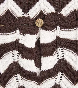 Maje Cotton Zigzag Crochet Sleeveless Top - Brown