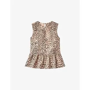 RO&ZO Print Peplum Hem Cotton Top - Leopard