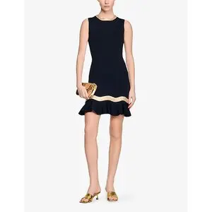 Sandro Sleeveless Knitted Mini Dress With Metallic Trim