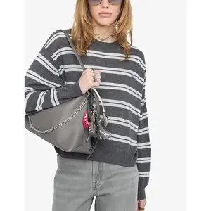 Zadig&Voltaire Swapy Striped Cashmere Jumper - Anthracite