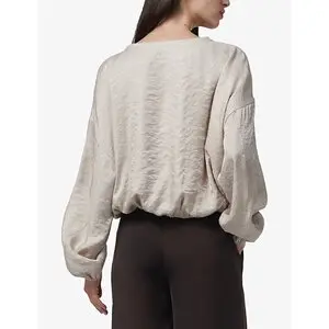 LEEM Round Neck Woven Top With Elasticated Hem
