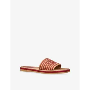 Chloé Striped Raffia Flat Sandals - Pink