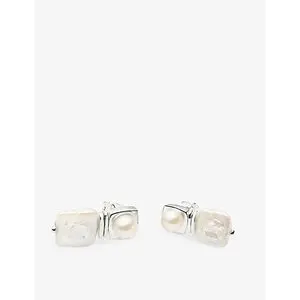 MISSOMA Square Pearl Sterling-plated Brass Drop Earrings
