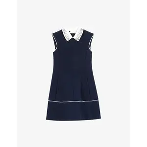 Maje Flared Contrast Collar Mini Dress - Navy