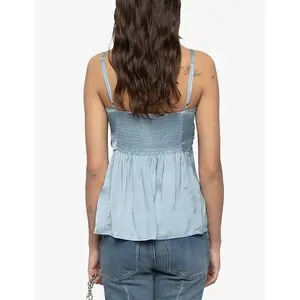 Zadig&Voltaire Cippie V-neck Satin Top - Sky