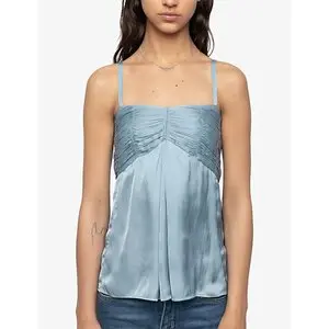 Zadig&Voltaire Cippie V-neck Satin Top - Sky