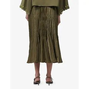 LEEM Pleated Elasticated-waist Woven Midi Skirt