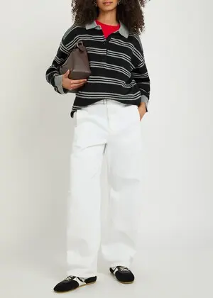 NILI LOTAN Galvez Striped Cashmere Polo Jumper
