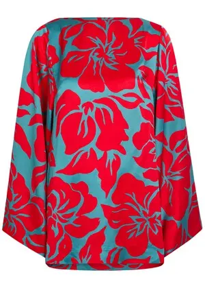 Dries Van Noten Floral Printed Satin Top - Grey